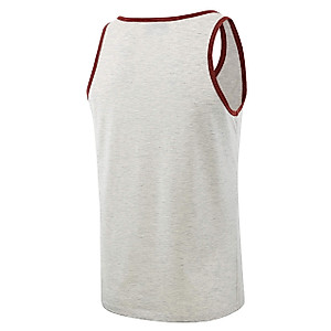 Vetemin Mens Premium Basic Solid Vintage Athletic Active Sports Jersey Tank Top Casual Shirts H.Oatmeal/Rusty XXL