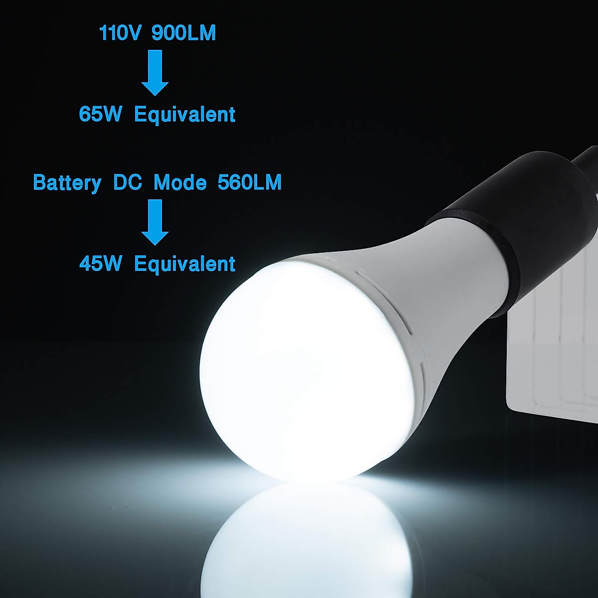 HOLDWILL 5 Pack Rechargeable Emergency LED Bulb, Multi-Function Battery Backup Emergency Light for Power Outage Camping Outdoor Activity 9W 900LM 60W Equivalent White Daylight 6000K with E26/E27 Base