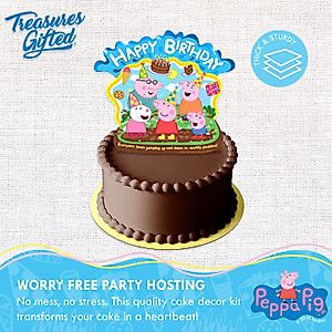 Treasures Gifted Officially Licensed Peppa Pig Cake Topper - Peppa Pig Cake Decorations - Peppa Pig Dessert Topper - Peppa Pig Cake Picks - Peppa Pig Birthday Party Supplies