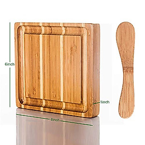 Bamboo Cheese Cutting Board with Butter Knife, Mini Fruit Chopping Board