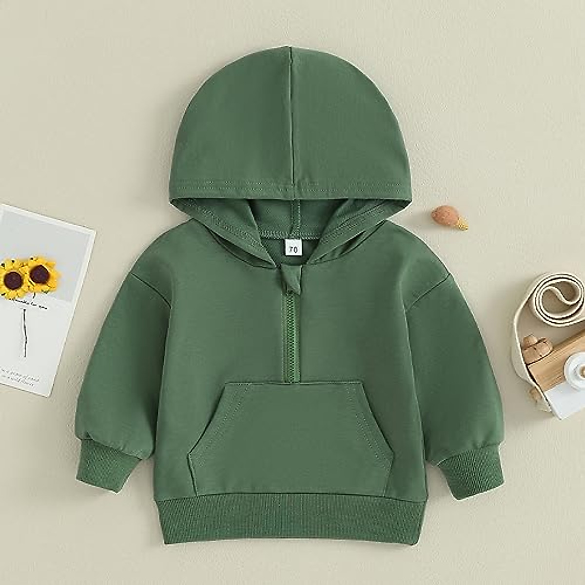 YINGISFITM Toddler Baby Boy Girl Clothes Zip Up Hoodie Pullover Long Sleeve Shirt Cute Fall Winter Outfits (Baby Hoodie Green, 18-24 Months)