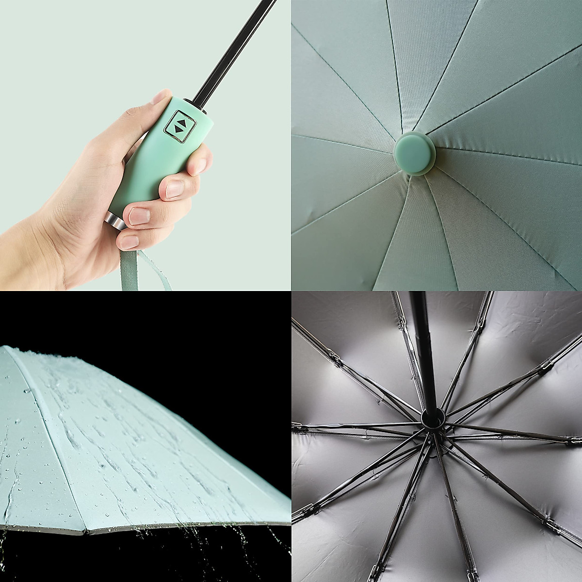 BAODINI Inverted UV Protection Umbrella for Rain and Sun Medium Size 46 inch arc Canopy UPF 50+ Rverse Compact Umbrella Auto Open Close for Travel