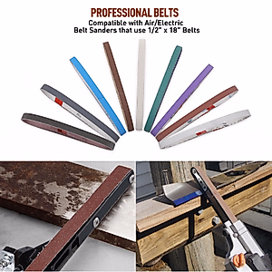 36 Pcs 1/2" x 18" Sanding Belts Set, 4 Each of 80/120/240/400/600/800/1000/2500/5000 Grits, Replacement Belts for Air/Electirc Belt Sander, for Woodworking, Plastics, Fiberglass and Metal Polishing