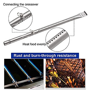 Aibabcue Grill Replacement Parts for Charbroil Advantage Series 4 Burner 463432215, 463344015, 463343015, 463433016, 463234815, Stainless Heat Plate Shield, Grill Burner, Adjustable Carryover Tube