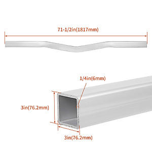 KUAFU Boat Trailer Crossmember Square Tube V-Bend Crossbar 3" x 3" x 71.5" Aluminum