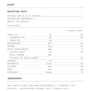 Cheribundi SLEEP Tart Cherry Juice - Formulated for for Deeper Sleep - Fight Inflammation and Support Muscle Recovery - Post Workout Recovery Drinks for Runners, Cyclists and Athletes - 8 oz, 12 Pack