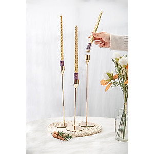 Aha Essentials - Spiral Wax Taper Candles Unscented Candlesticks Twisted Candles for Home, Wedding, Dinner Table | Pack of 6 Candle Sticks(Gold)