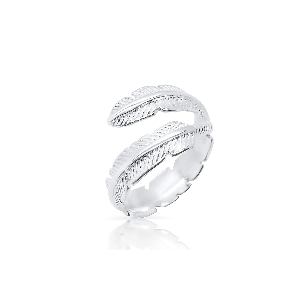 HarperCrown Feather Wrap Ring - 925 Sterling Silver - Adjustable
