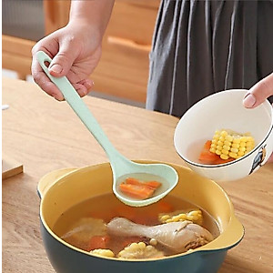 Eco-friendly Wheat Straw Spoons, Wheat Straw Soup Spoon, Soup Spoon for Cooking, Wheat Straw Cooking Spoons, Cooking Utensils (Green)