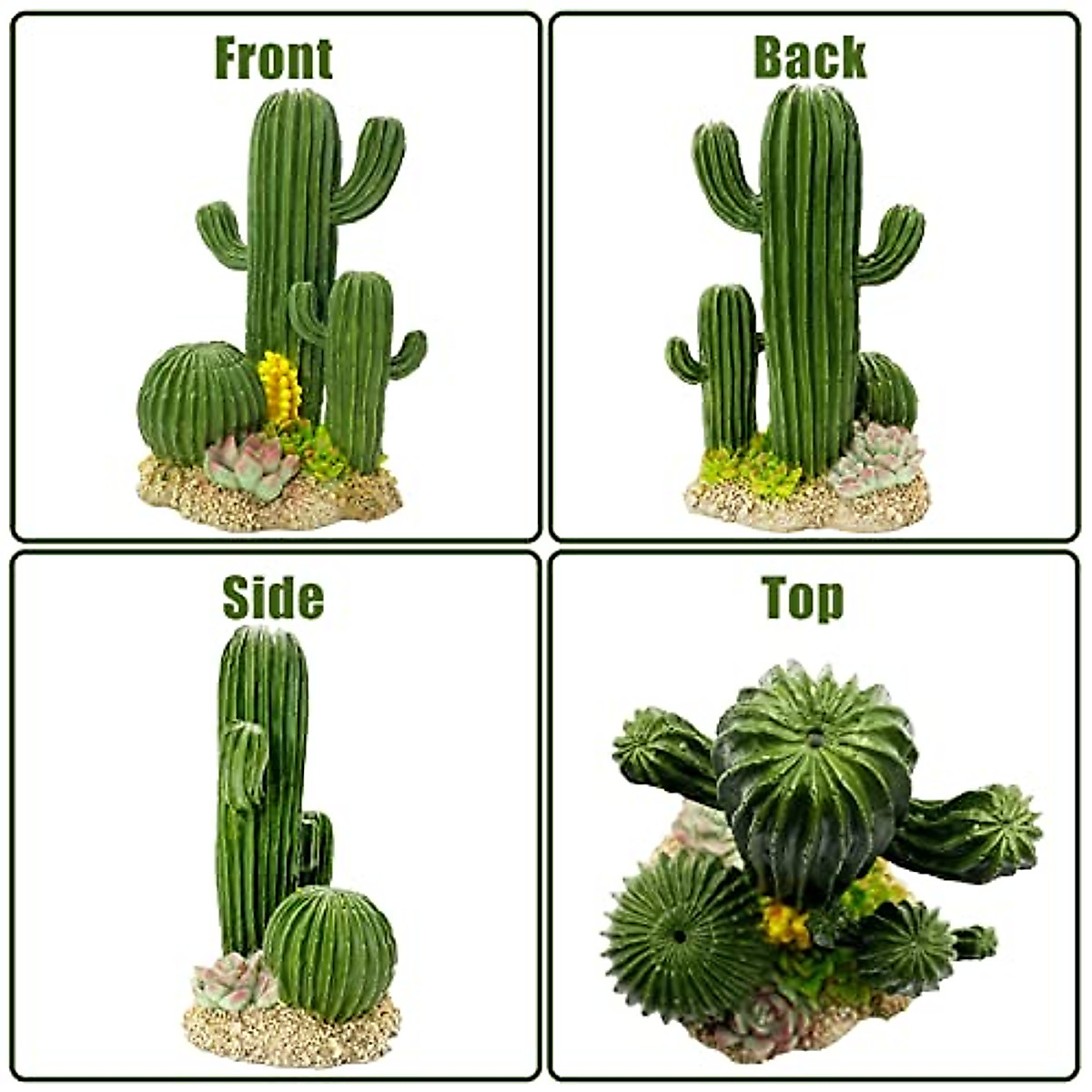 kathson Reptile Tank Decor Lizard Hide and Cave Plants Terrarium Decorations Resin Cactus Desert Aquarium Tank Habitat Accessories for Bearded Dragon Chameleon Leopard Gecko Snake Fish (Cactus)