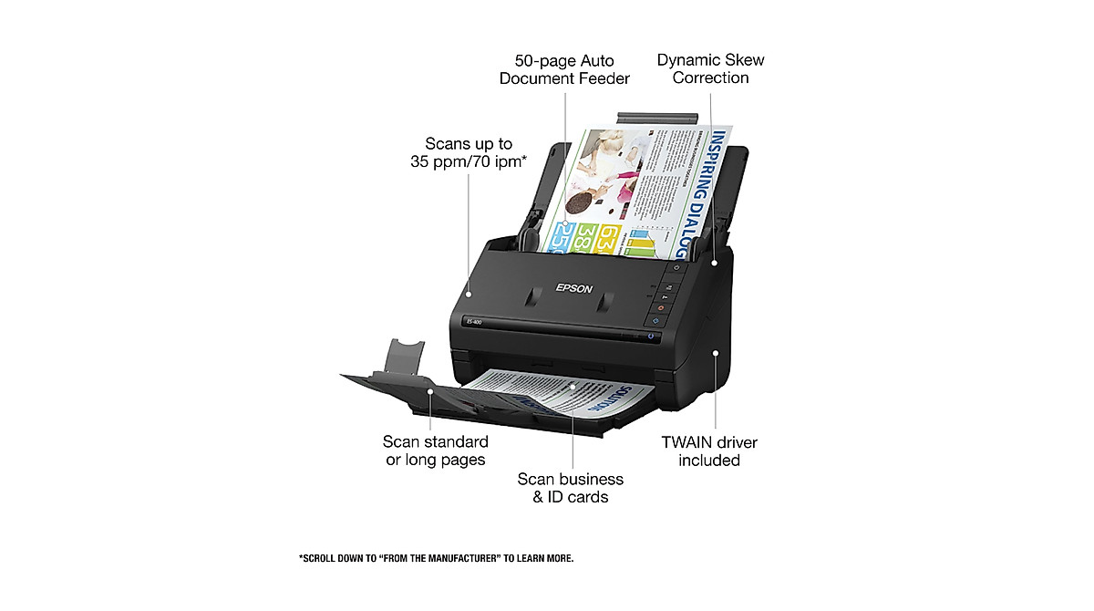 Epson WorkForce ES-400: Fast Duplex Document Scanning