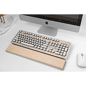 Azio Retro Classic Bluetooth (Maple) - Wireless/USB Wired Maple Wood Vintage Backlit Mechanical Keyboard for PC/Mac (MK-RETRO-BT-W-02-US)