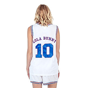 FREEZE Space Jam Tune Squad Logo Lola Bunny #10 White Basketball Jersey (Adult Medium)