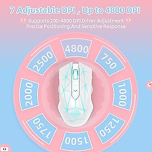 FELICON RGB Lightweight Gaming Mouse, Programmable 7 Buttons, Ergonomic LED Backlit USB Gamer Mice Computer Laptop PC, for Windows Mac OS Linux(Star White)