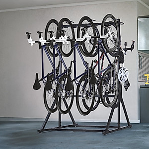DEERFAMY Freestanding Bike Storage Rack Max 8 Bikes, 600Lbs Load Capacity, Heavy-Duty Solid Steel Bike Racks for Garage for Home and Garage Organizer