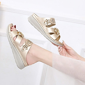 justHIGH Sandals for Women Summer Hollow Out Slip On Platform Sandal Wedge Shoes with Concealed Orthotic Arch Support
