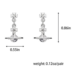 ZHOUMEIWENSP Silver Saturn NANA Earrings Planet Dangle Earrings Space Hypoallergenic Punk Earrings for Women (Silver)