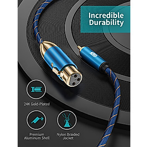 EMK XLR to RCA Cable, Microphone Cable Nylon Braid XLR Female to RCA Male HiFi Audio Cable for Home Theater,Microphone,Mixers,Amplifiers,Speaker,Hi-Fi Systems (5ft/1.5m)