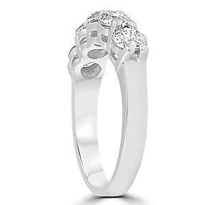 JewelMore 14k White Gold 1ct TDW Diamond Five Stone Anniversary Ring (6)