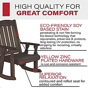 Amish Heavy Duty 600 Lb Mission Pressure Treated Rocking Chair (Dark Walnut Stain)