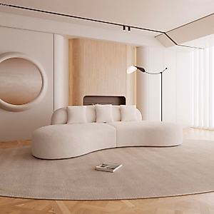 119.29“ Curved Sofa, Modern Minimalist Modular Sectional Sofa, Cloud Couch Boucle Sofa for Living Room, Bedroom, Office, No Assembly Required, Beige