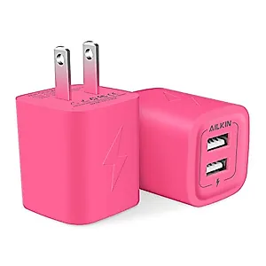 Wall Charger, AILKIN USB Plug Fast Charging Block, Power Adapter Cube 2 Port Charge Travel Brick Cell Quick Chargers Box for iPhone 15/14/13/12 Pro/SE/11Pro Max/XR, Samsung Galaxy S22 S7 S6, HTC, LG
