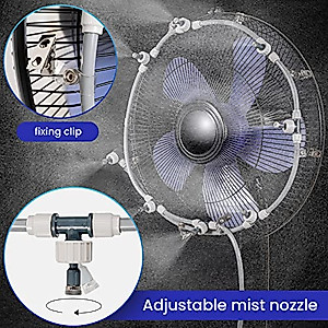 LINEX Misting Cooling System, 50FT Misting Line,8 Mist Nozzles Outdoor Misters for Outside Patio Parasol Garden Greenhouse Trampoline for Waterpark