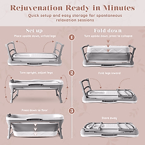 Portable Bathtub for Adult - Large 56'in Foldable Collapsible tub - Ergonomically Designed for the Ultimate Relaxing Soaking Bath. Ideal for Small Spaces - Quick, Effortless Folding Bathtub