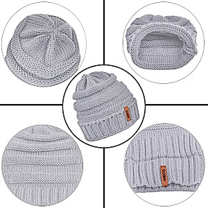 Aneco Winter Warm Knitted Sets Buffalo Plaid Scarf Beanie Hat Touch Screen Gloves and Winter Ear Warmer Set for Men or Women
