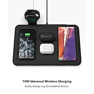 mophie 4-in-1 Wireless Charging Mat for Apple iPhone, AirPods & Watch, Samsung Galaxy, Google Pixel, and All Qi-Enabled Devices, Additional USB-A Port, Intuitive Design, Includes Apple Watch Adapter