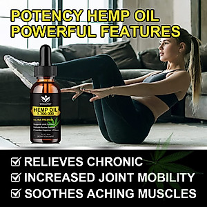 (3 Pack) Organic Hemp Oil - 100% Natural Hemp Oil Extract, Relaxation, Immune Support, Rich in Omega 3, 6, 9 Fatty Acids, Vegan - 30mL