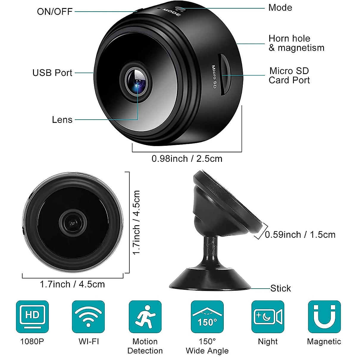 LUOWAN 2021 New Mini Camera 1080P Hidden Camera， Video Live Feed WiFi Wireless Cameras，with Night Vision Motion Detection1
