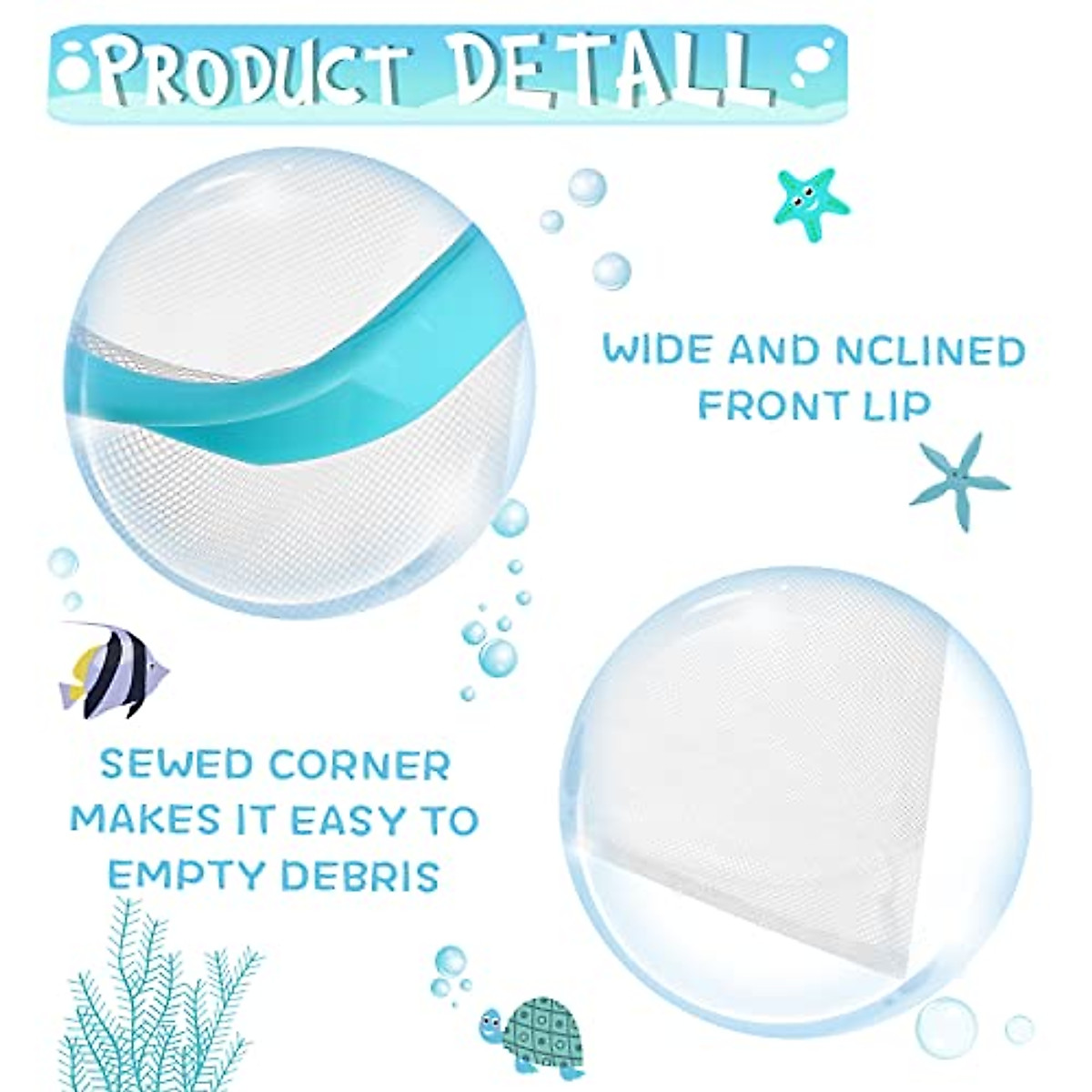 Professional Pool Leaf Skimmer, Pool Leaf Cleaner Net & Heavy Duty Reinforced Swimming Pool Rake Net,Fine Mesh Net, for Outdoor & Indoor Swimming Pools,Hot Tub, Fish Ponds and Spas(Blue)