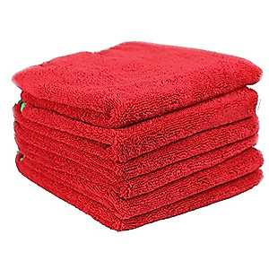 Chemical Guys MIC_997_6 Fluffer Miracle Supra Microfiber Towel, Red, 24" x 16", Pack of 6