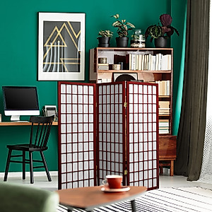 4 ft. Short Window Pane Shoji Screen - Rosewood - 3 Panels