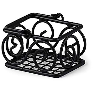 Spectrum Diversified Scroll Sugar & Sweetener Holder, Sugar Packet Basket Coffee Accessories for Restaurants & Homes, Tea Bag Holder & Coffee Station Organizer, Small, Black