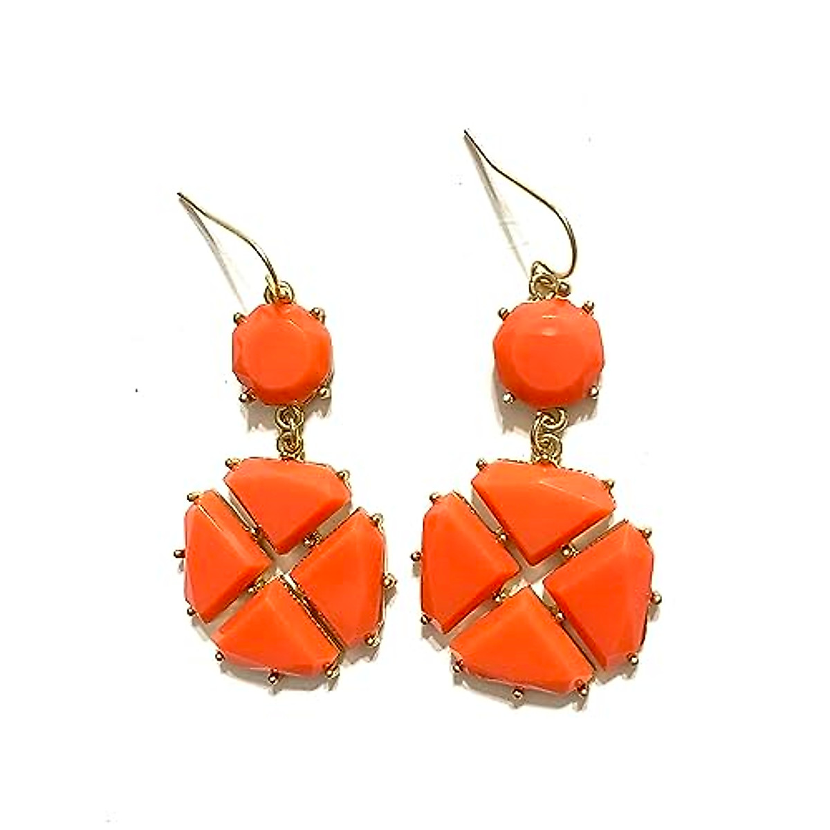 Tangerine orange dainty delicate acrylic cabachon DANGLE EARRING Material Acrylic plastic lucite plexiglass tmcryatal bling