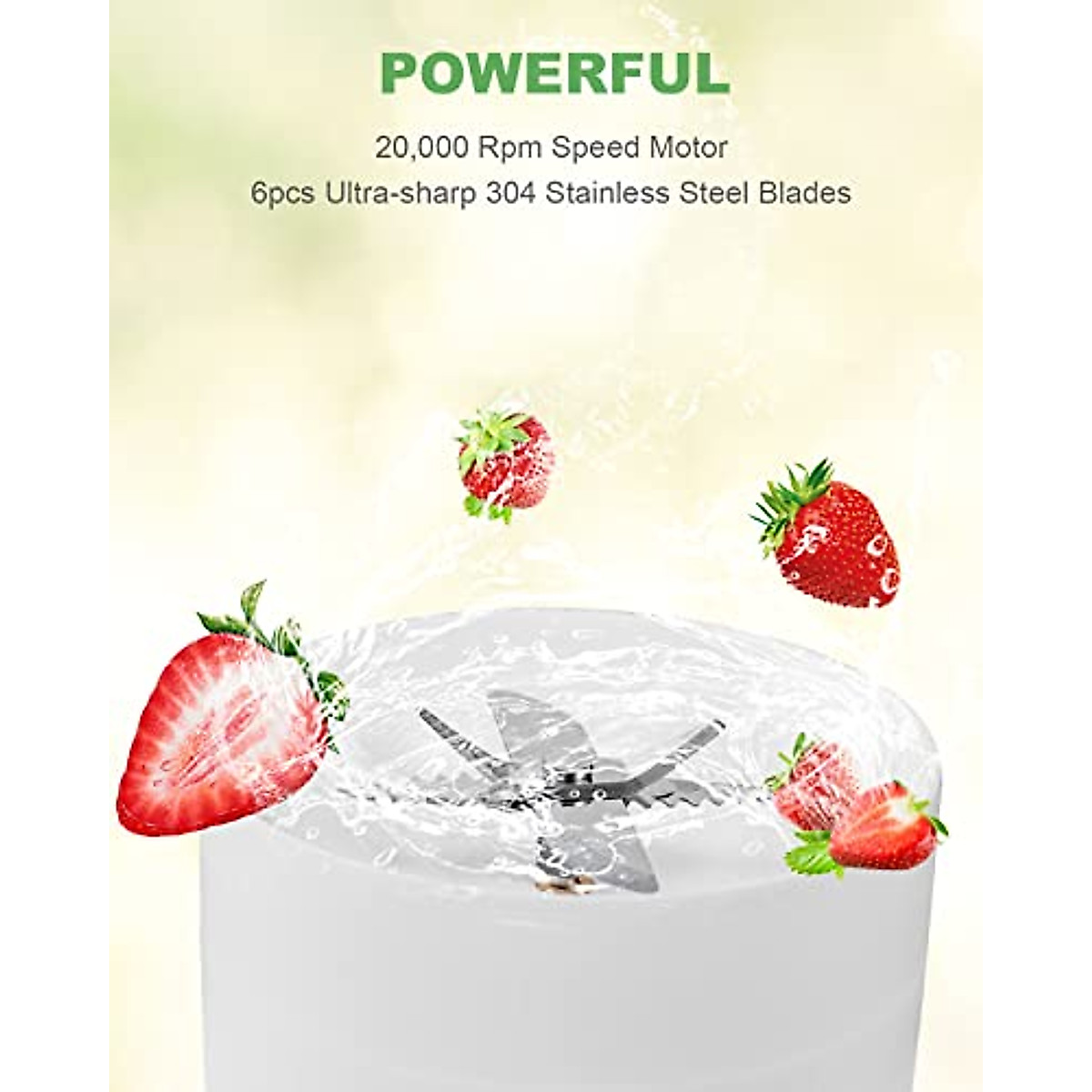 COKUNST Portable Blender for Shakes and Smoothies, BPA-Free USB Rechargeable 16oz Personal Blender Portable with 6 Blades, Powerful Portable Blender Bottles with Straw, Charging Cable, Cleaning Brush, Mini Portable Blender Cup