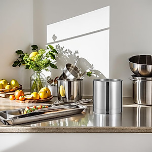 KSENDALO Jombo Steel Holder Utensil Crock 7inch Tall,Utility Sturdy Heavy Large Utensils Holder Stainless Silverware Holder for Kitchen Home and Office…