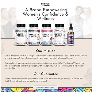 Flower Power Vegan Boric Acid Suppositories - 30 Capsules - 600mg for Vaginal Odor and pH Balance - Made in USA