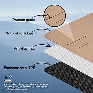 Greenway World - Cork Yoga Mat and Block with Green Strap, Non-Slip Hot Yoga Mat Set, Thick Travel Yoga Mat, Big Yoga Mat for Various Exercises, 72 x 24 inches x 3 mm