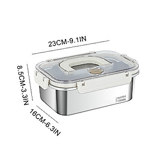 Stainless Steel Food Storage Containers with Handle Leak Proof & Airtight Lids For Kitchen,Meal Prep Lunch Box,Dishwasher Safe,Oven/Freezer/Microwave,Meal Prep Containers Reusable & Stackable (1700ML)