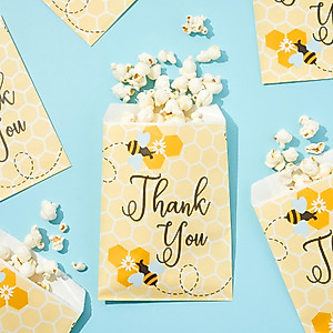 Sparkle and Bash Bumble Bee Party Favor Treat Bags for Baby Shower, Thank You (5x7 In, 100 Pack)