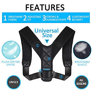 Comezy Posture Corrector for Women & Men, Breathable Back Brace Posture, Adjustable and Comfy Upper Back Support Straightener, Pain Relief for Neck, Shoulder, Spine, Back and Clavicle(Small/Medium