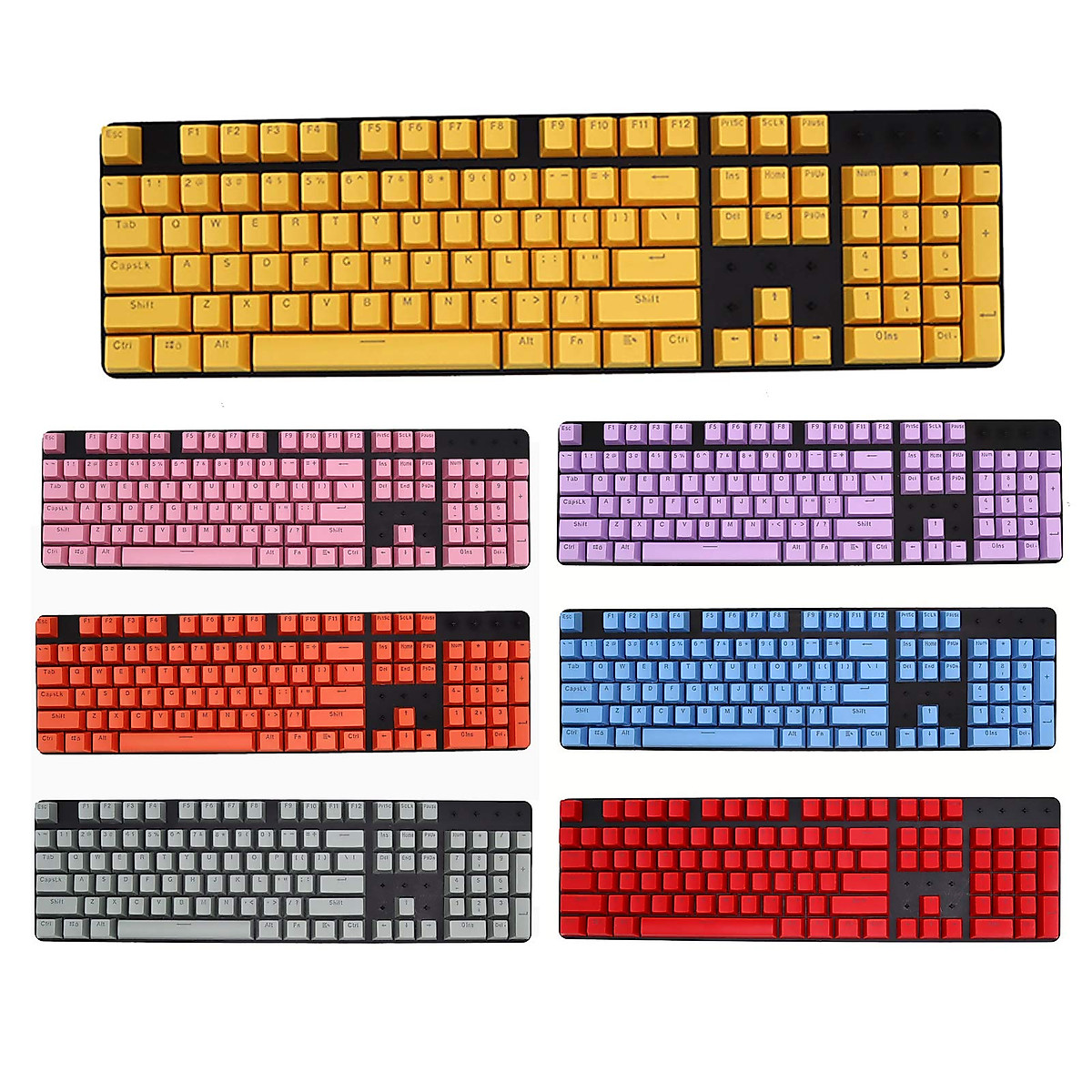 QiancArolBD Keycap Set, Colorful Universal Keycaps, Mechanical Keyboard Keycaps, Full 104 Key Set, Gaming Keyboard Accessories Red