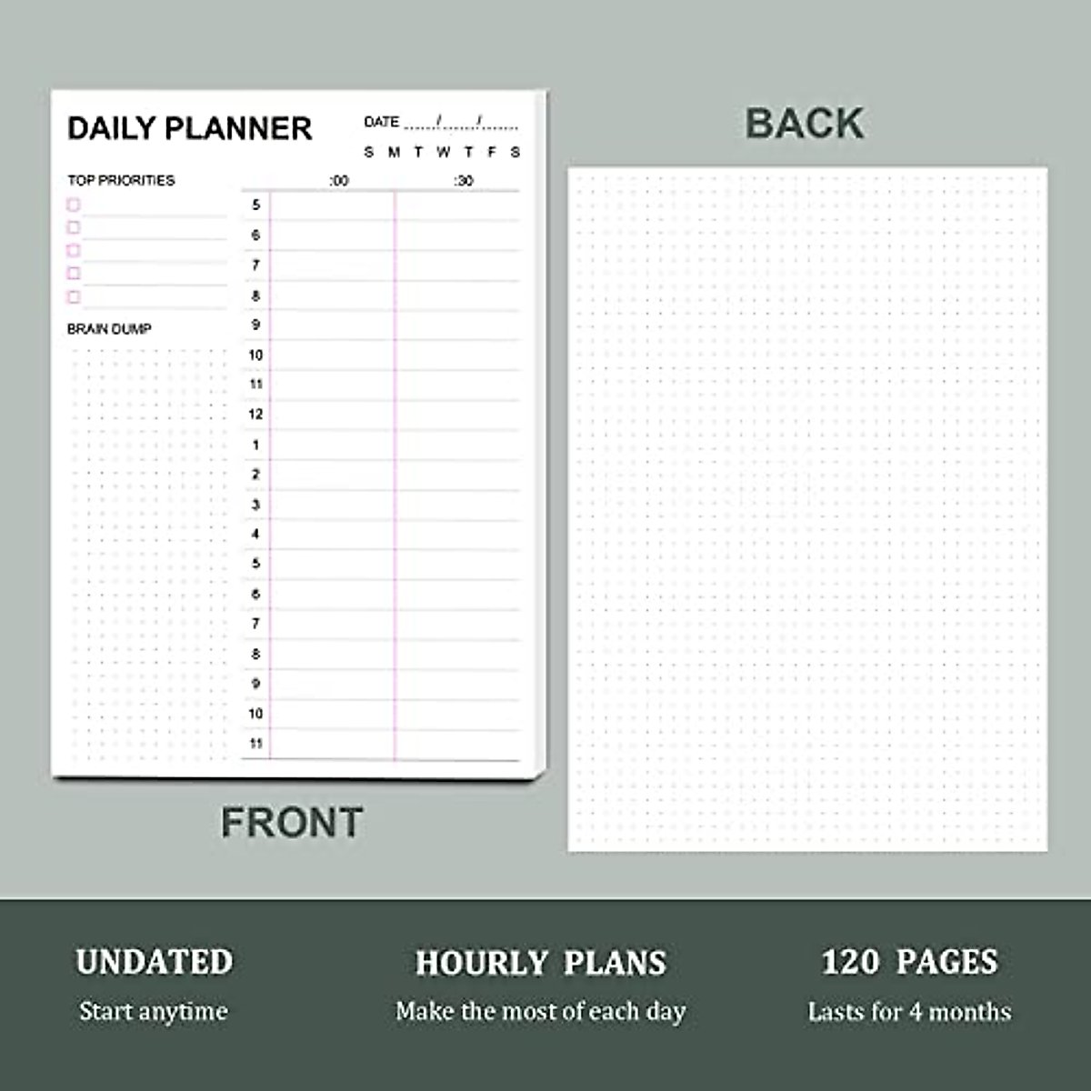 Tiankool To Do List Notepad - Daily To Do List with Priorities, Hourly Scheduler and Notes - Daily Planner Notepad for Work, Study, Appointments, 60 Tear Off Sheets Planning Pad, 7x10 Inch