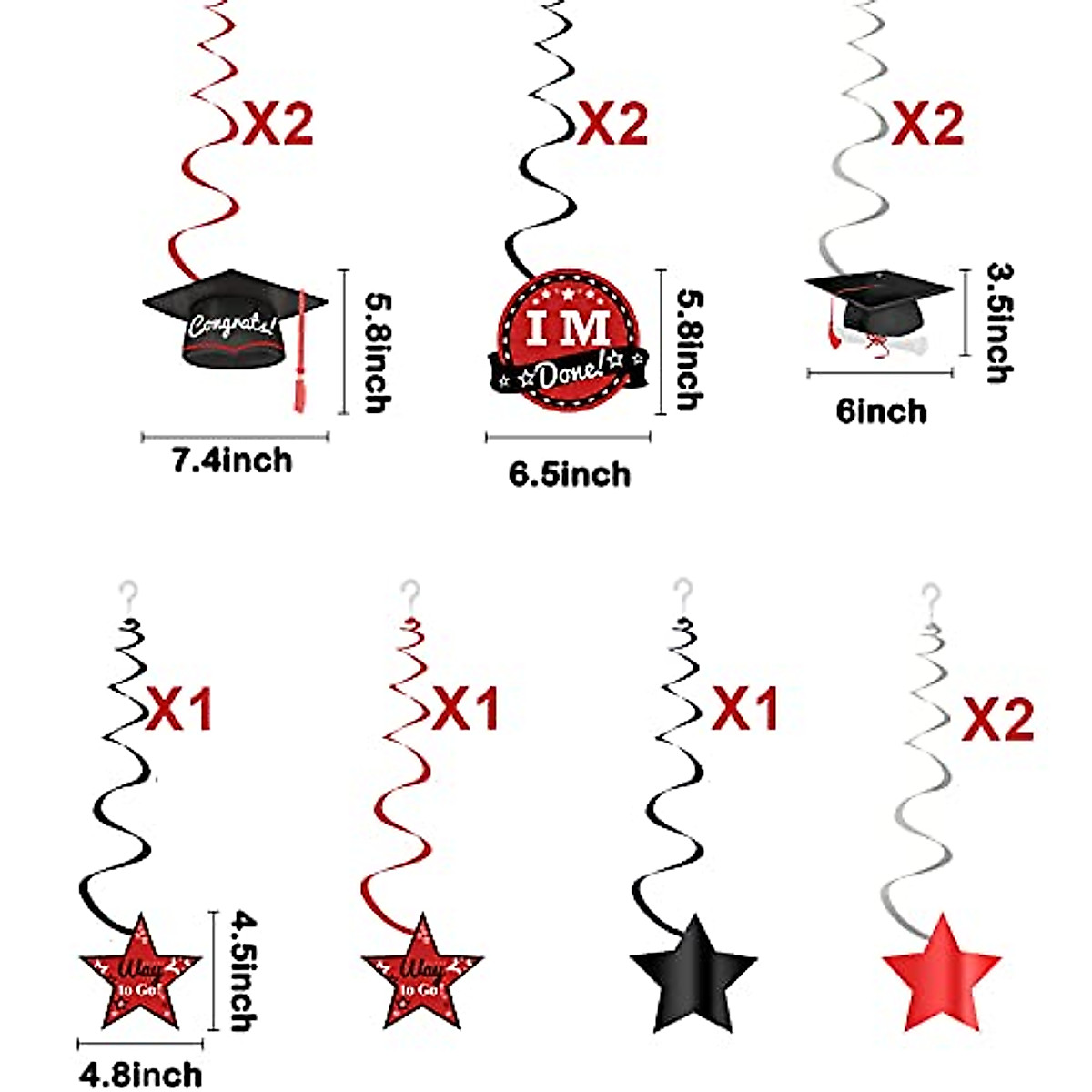 Bunny Chorus Graduation Party Decorations 2022, 36 Pcs Class of 2022 Graduation Party Supplies, Hanging Swirls Red and Black Graduation Decorations 2022, Congrats Grad Party Favors, No DIY Required