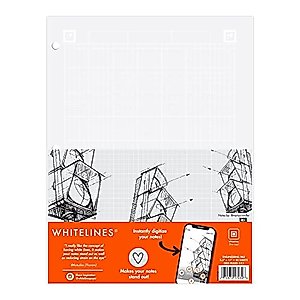 ROARING SPRING Whitelines Engineering Pad, Digitally Download Your Notes with FREE App, Premium Gray Paper, 8.5" x 11" 80 Sheets