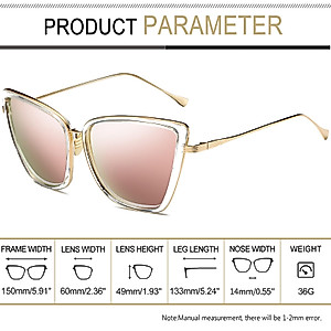 Joopin Oversized Cateye Sunglasses Fashion Cat Eye Sun Glasses UV Protection Trendy Becky Shades for Women Ladies Cute Sunnies (Black + Pink)