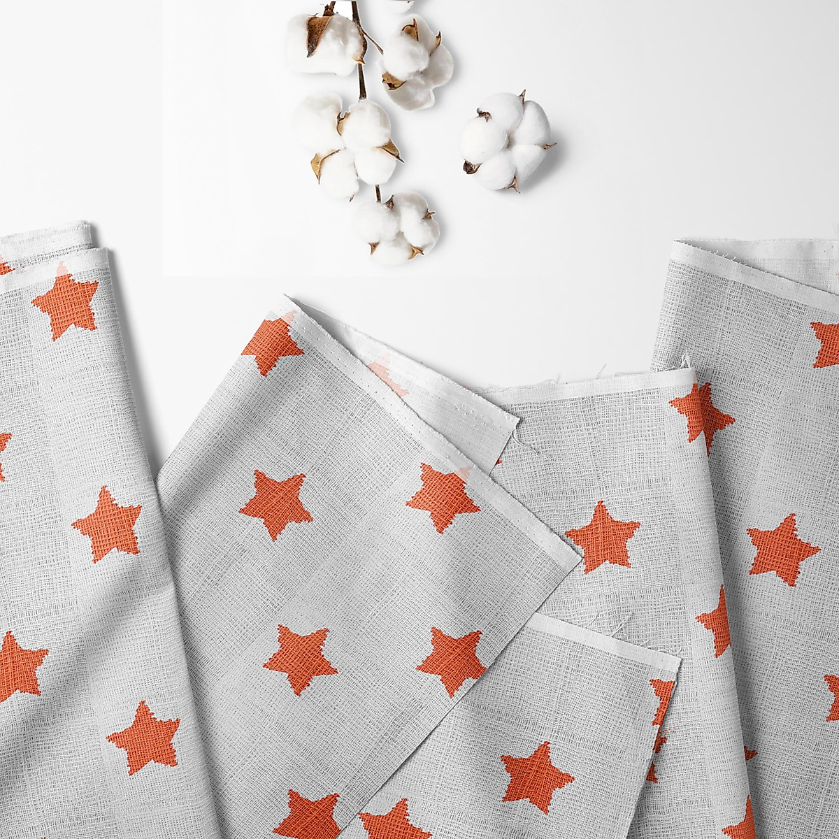 Bacati - Stars Soft Breathable 100% Cotton Muslin Baby Crib Fitted Sheet - Fits Standard 28 x 52 x 5 Crib & Toddler Mattresses (Ikat Stars Orange)